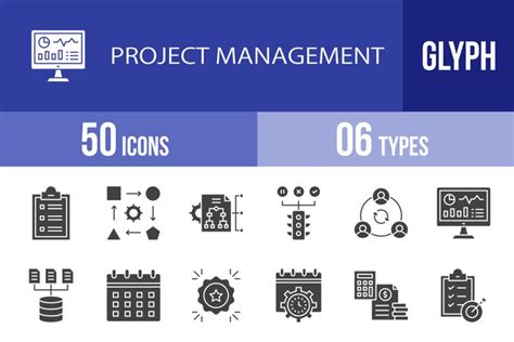 50 Project Management Glyph Icons