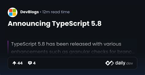 Announcing Typescript 58 Dailydev