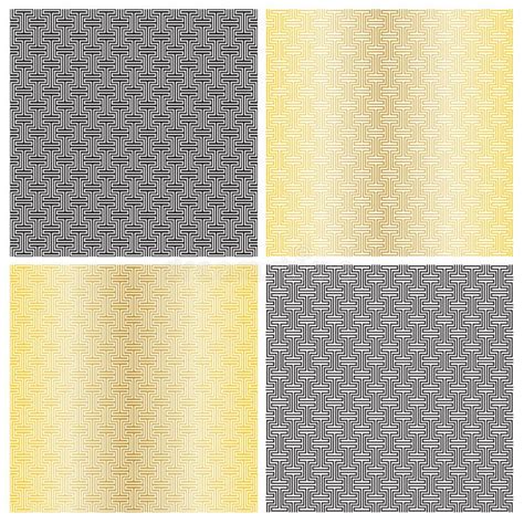 Black White Gold Seamless Fretwork Patterns Stock Illustration