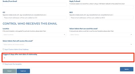Start Date Email Template For Admin
