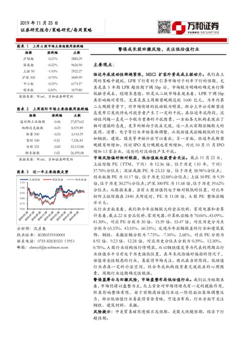 警惕成长股回撤风险，关注低估值行业