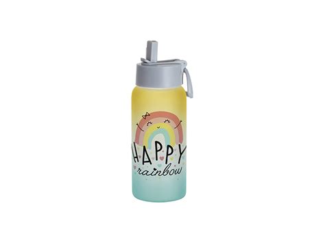 Sublimation Blanks 25oz750ml Glass Sports Bottle W Grey Straw Lid