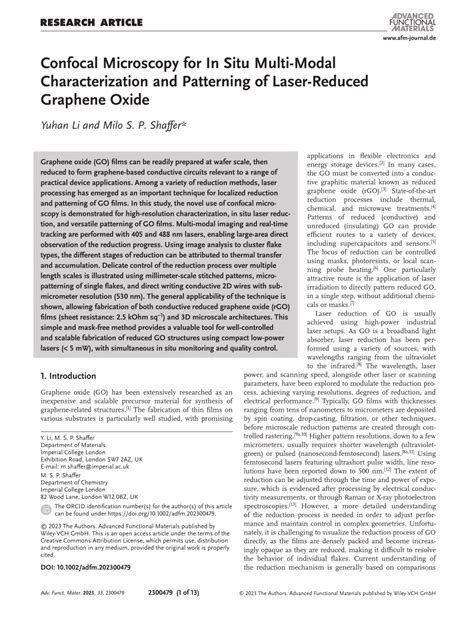 Pdf Confocal Microscopy For In Situ Multi‐modal Characterization And