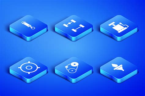 깔때기 및 오일 방울 쇼크 업소버 타이밍 벨트 키트 카 오디오 스피커 섀시 카 및 공기 펌프 아이콘을 설정합니다 벡터 3차원 형태에 대한 스톡 벡터 아트 및 기타 이미지