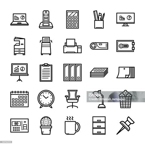 Set Ikon Peralatan Office Set Ikon Alat Office Vektor Dan Ilustrasi