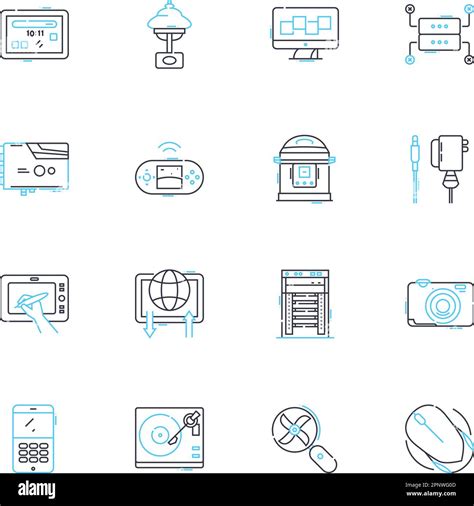 cloud workstations linear icons set virtualization cloud computing