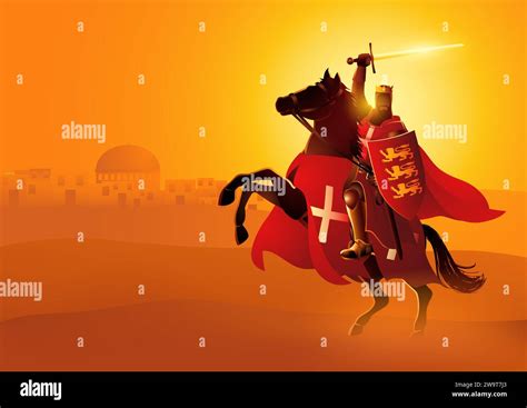 Vector Illustration Of King Richard The Lionheart Holding A Sword And