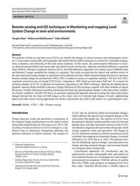 Remote Sensing And Gis Techniques In Monitoring And Mapping Land System