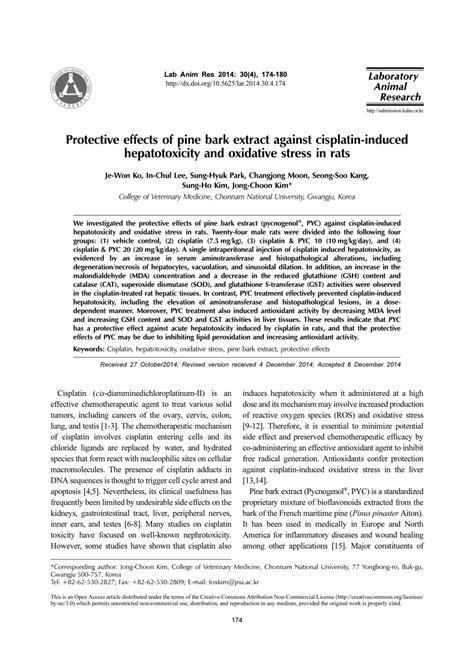 Pdf Protective Effects Of Pine Bark Extract Against Cisplatin Induced