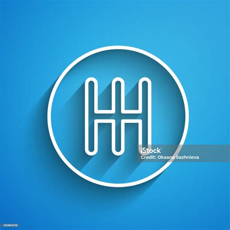 在藍色背景上隔離的白線換檔器圖示傳輸圖示長影向量向量圖形及更多交通方式圖片 交通方式 剪裁圖 力量 Istock