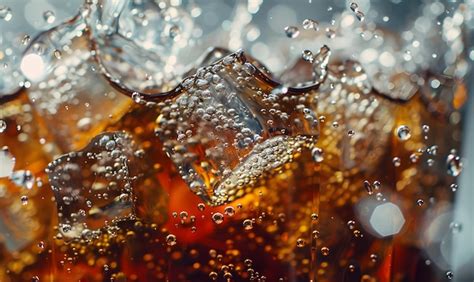 Premium Photo Cola Soda And Ice Splashing Fizzing Or Floating Up To Top Of Surface