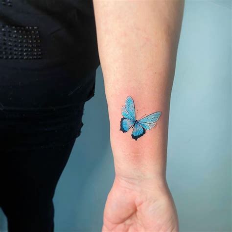 Realistic Blue Butterfly Tattoo