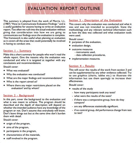 Evaluation Report Template