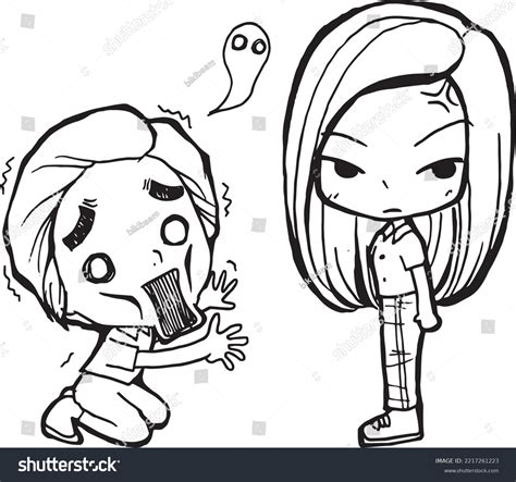 Begging Man Woman Cartoon Doodle Kawaii Stock Vector Royalty Free 2217261223 Shutterstock