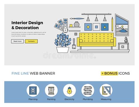 Repair Service Flat Line Web Graphics Stock Vector Illustration Of