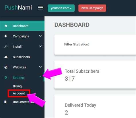 pushnami documentation locate settings