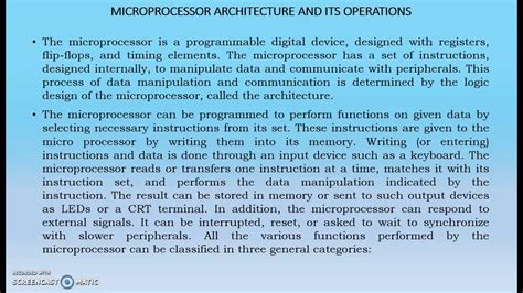 Microprocessor Class 2 Microprocessor Architecture And Its Operations Youtube