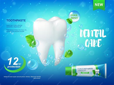 Premium Vector Cool Mint Toothpaste And Tooth Realistic Vector