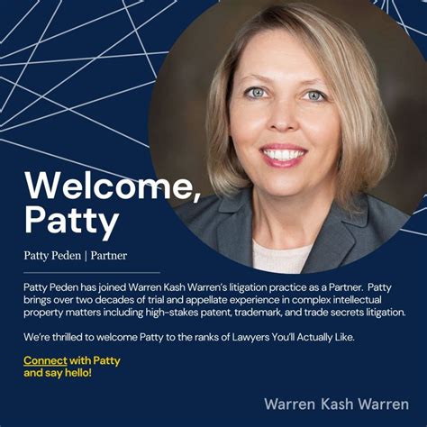 Were Delighted To Welcome Patricia Peden To Warren Kash Warren