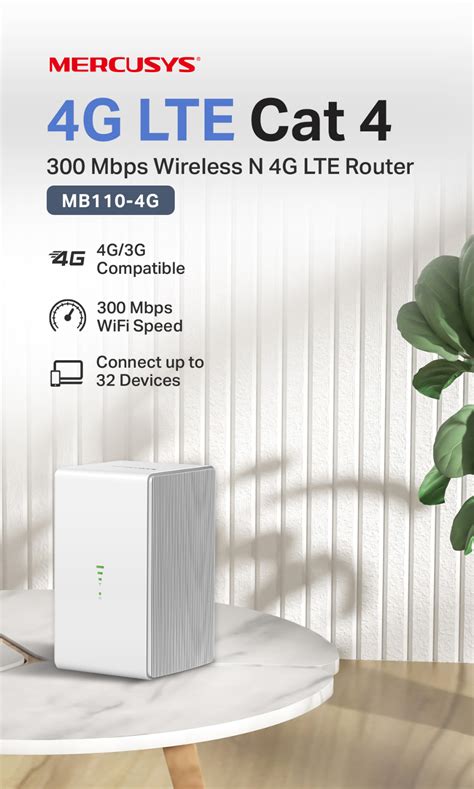 Mercusys 300Mbps Wireless N 4G LTE Plug And Play Router MB110 4G MB112 4G Powered By TP Link