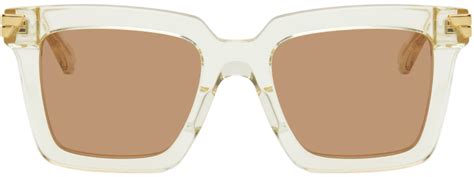 Bottega Veneta Yellow Square Sunglasses Ssense
