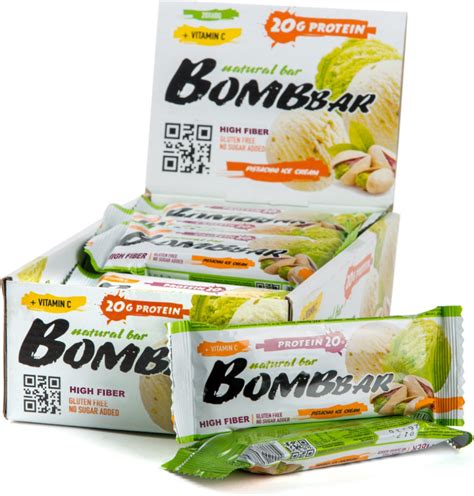 Купить BombBar батончик протеиновый со вкусом фисташкового пломбира ...