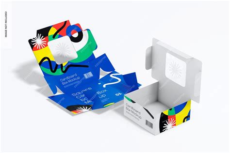 Premium Psd Square Cardboard Box Mockup Unfolded