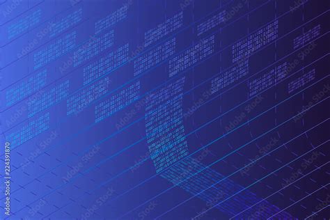 Vector Abstract Big Data Visualization Blue Glowing Data Flow As Binary Numbers Computer Code