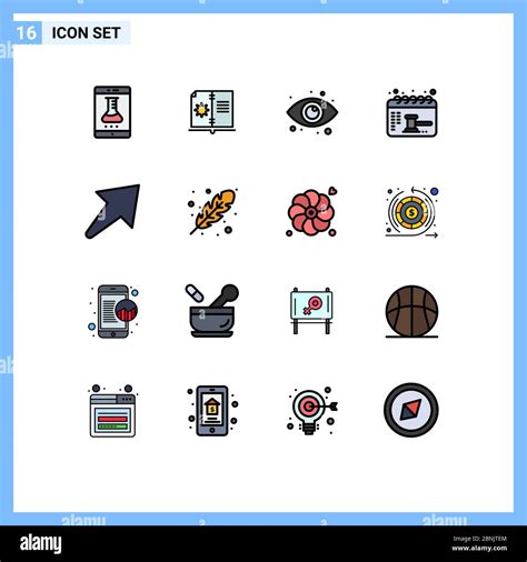 Set Of 16 Vector Flat Color Filled Lines On Grid For Arrow Date Instruction Calendar Web