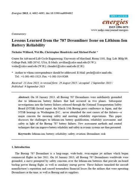 Lessons Learned From The 787 Dreamliner Issue On Lithium Ion Battery
