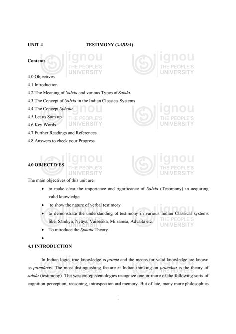 Unit 4 Djljlee Unit 4 Testimony Sabda Contents 4 Objectives 4