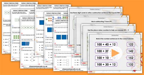 Subtract 1 Digit From 3 Digits Year 3 Addition And Subtraction Resource Pack Classroom Secrets