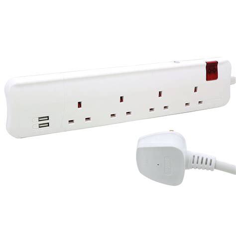Multi Extension Sockets British Standard 4X2P E 1 Switch Double Pole