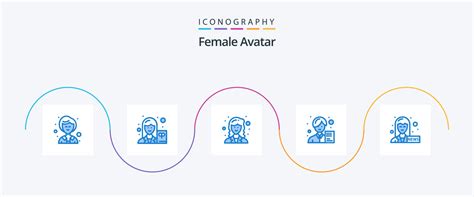 Female Avatar Blue 5 Icon Pack Including Journalist Female