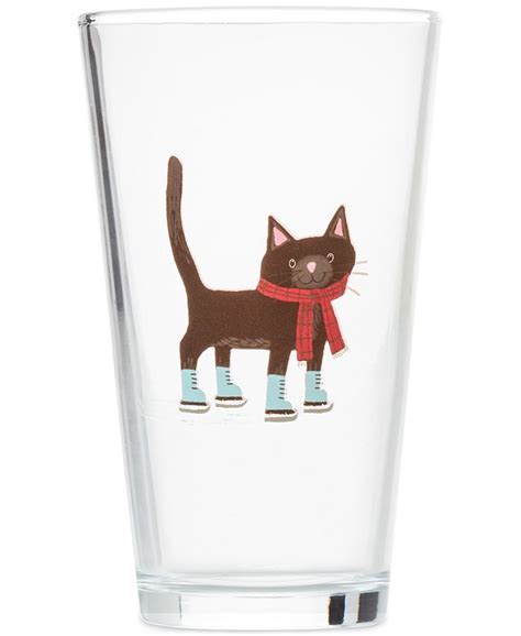 Tabletops Unlimited Furry Christmas Cats Highball Glasses Set Of 4