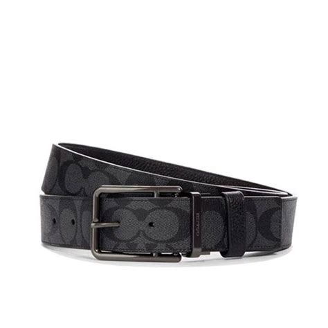 Coach 經典c Logo 雙面兩用皮帶 腰帶 男款 黑灰色 寬38cm Coach包包 蔻馳台灣官網線上購物