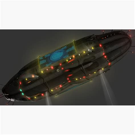 Cyberpunk Advertising Blimp 3d Model Download Spaceship On