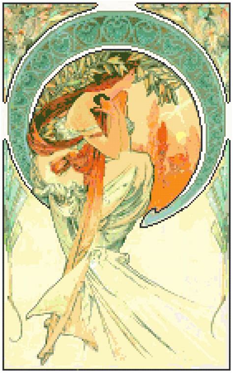 Poetry By Alphonse Mucha Pattern Chart Graph