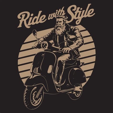 Classic Scooter T Shirt Design Biker Motorcycle Club Patch Naked