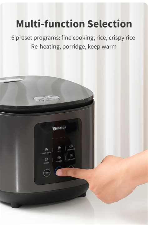 Simplus Rice Cooker Non Stick Touch Control 24 Hour Delay Timer 6