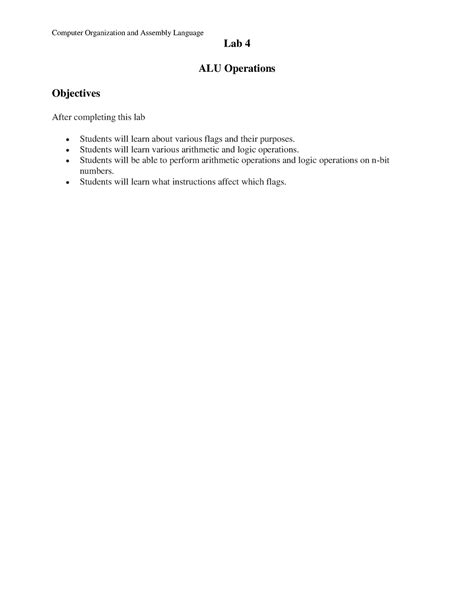 Lab 04 Alu Operations By Muhammad Ammar Hassan Lab 4 Alu Operations Objectives After