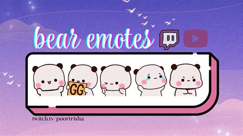 Kawaii Cute Bear Emotes For Twitch Youtube Kick Etsy