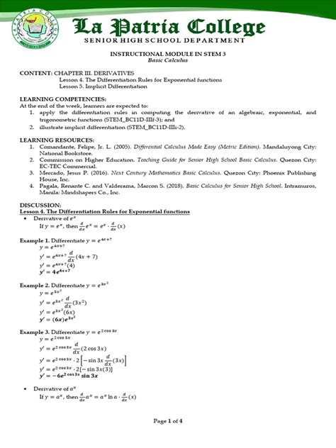Module 4 Stem 3 Pdf Derivative Calculus