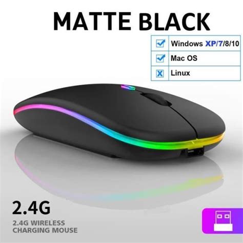 Souris Ordinateur Souris Sans Fil RGB PC Gamer 2 4G WIFI Souris Bluetooth USB Rechargeable Jeu