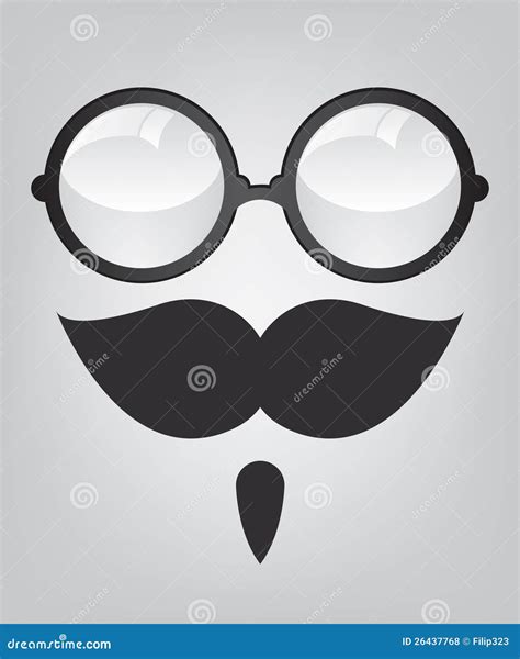 Funny Mask Made Of Glasses Mustache Nose And Hat Vector Illustration