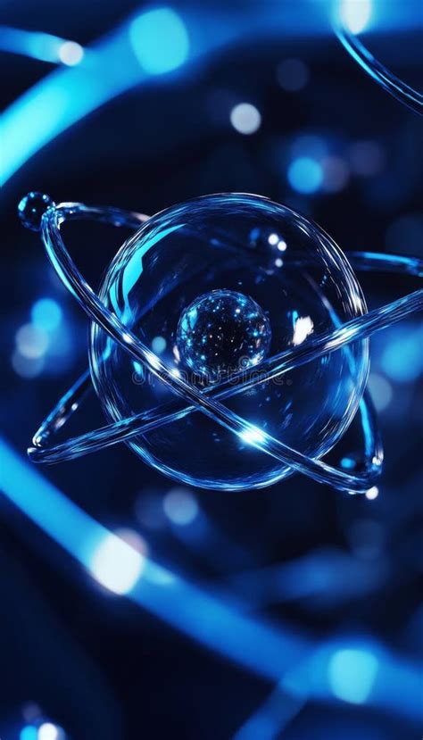 Artistic Close Up Of An Atom Visualizing Nucleus And Rotating Electrons In Dynamic Interaction