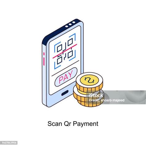 Qr 결제 벡터 아이소메트릭 채워진 윤곽선 아이콘을 스캔하여 디지털 또는 인쇄 프로젝트를 위한 아이콘을 스캔합니다 Qr코드에