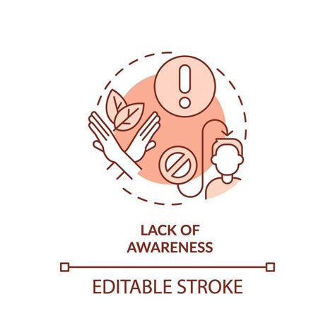 Editable Lack Of Awareness Red Icon Concept Isolated Vector Sustainable Office Thin Line