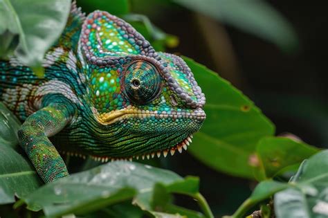 premium photo camouflaged chameleon blending seamlessly with its