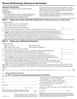 Fillable Online Illinois Department Of Revenue Form IL W 4 Employee S